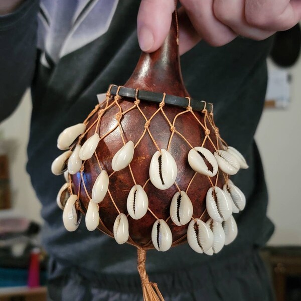 Shekere Cowrie Shell Rattle //jabara, Axatse, Netted Cowrie Shell Gourd ...