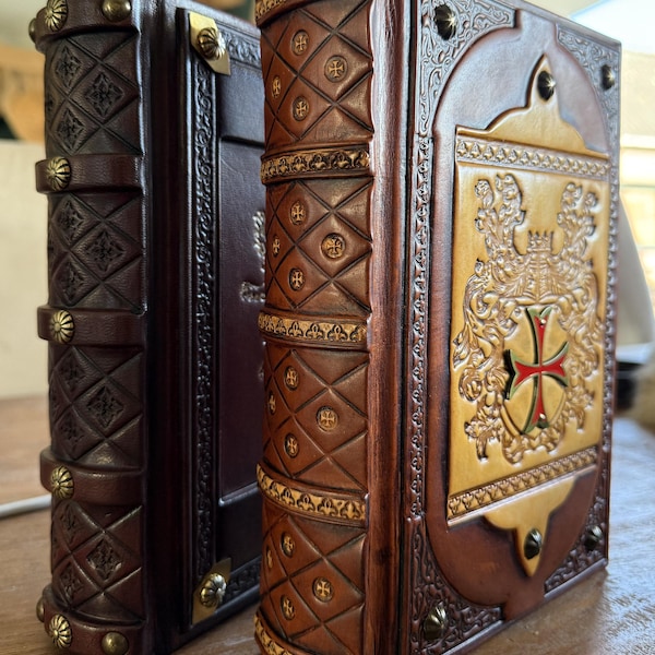 Medieval Leather Journal - Templar Cross, Embossed Heraldic Book - Etsy