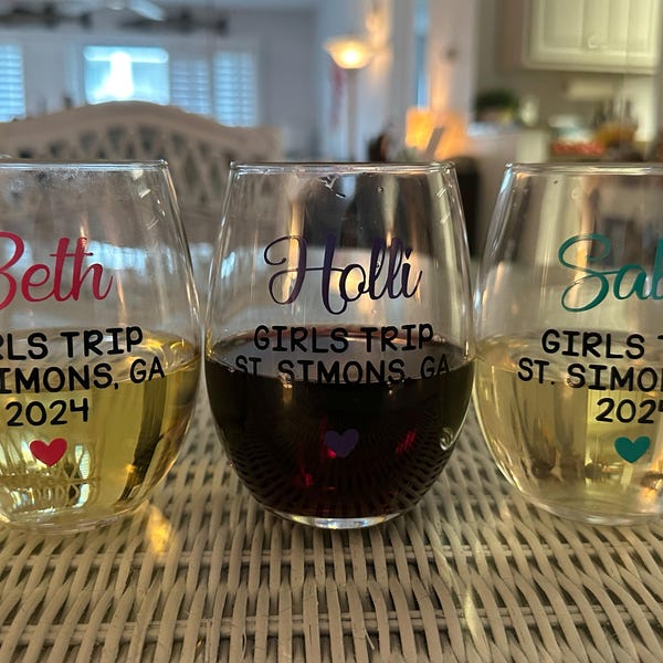 Girls Trip Wine Glasses, Girls Trip Gifts, Girls Getaway Wine Glass ...