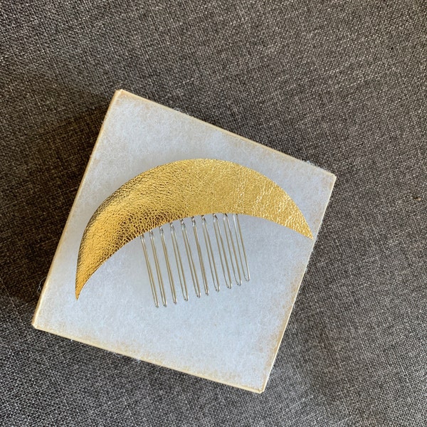 Metallic Gold Leather Moon and Star Hair Mini Combs - Etsy