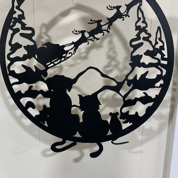 Christmas Animals Scene SVG, Santa Claus, DXF Cut File, Silhouettes Dxf ...