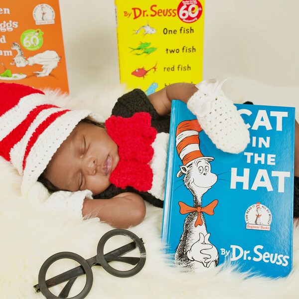 Dr. Seuss Inspired Cat in the Hat Baby Crochet Outfits. Tall Hat ...