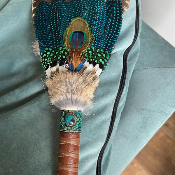 Beautiful Black Smudge Feather Fan. Shamanic Feather Fan for Smudging ...