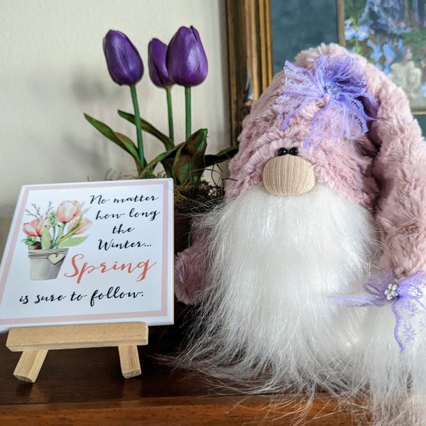 Pink Gnome Gnome Girl Pigtailed Gnome Flower Gnome Spring Gnome ...