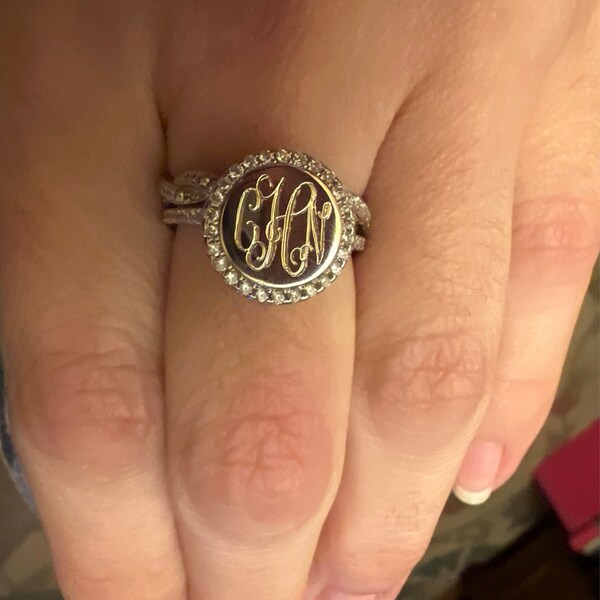 Sterling Silver Monogram Stackable Ring, Sterling Silver Stackable Rings, Sterling Silver Sara ...