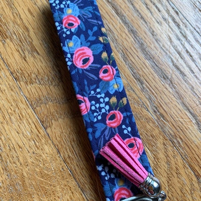 Pink Boho Wristlet Keychain, Gold Key Fob Wristlet, Keychain Wristlet ...