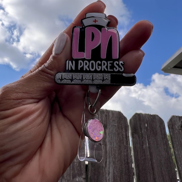 LPN in Progress Badge Reel: Retractable Swivel Alligator Clip, 2”, LPN ...