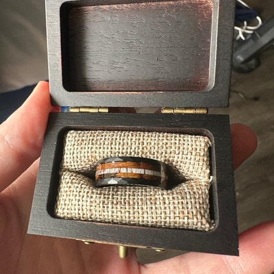 Black Hammered Wedding Ring With Charred Whiskey Barrel and - Etsy Canada