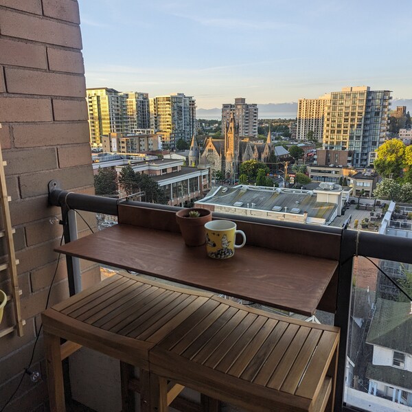 Customizable Folding Space Saving Balcony Bar Table for Deck, Veranda ...