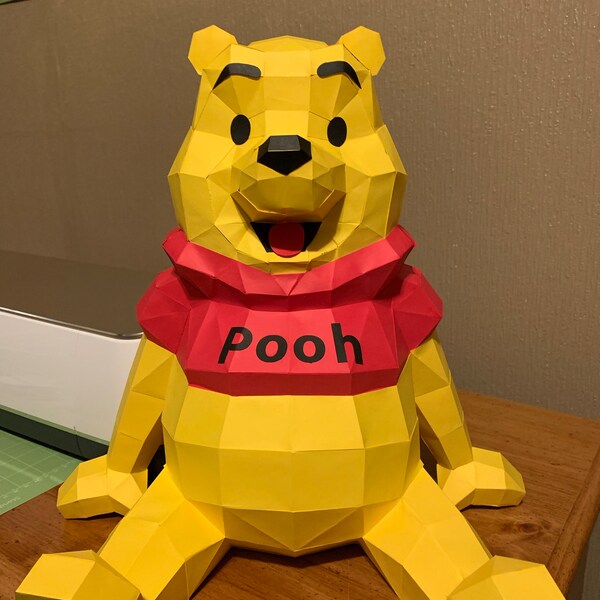 Papercraft Pooh Bear PDF, 3D SVG Cricut Template for Creating 3D Pooh ...