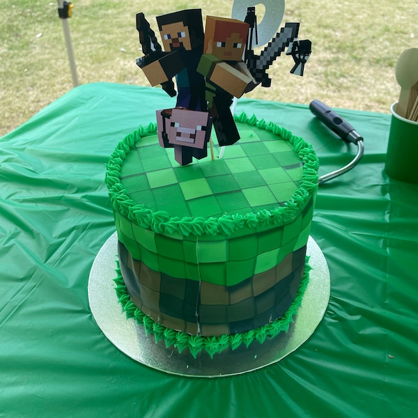 Minecraft Edible Icing Cake Wrap - Minecraft Cake Theme - Etsy Australia
