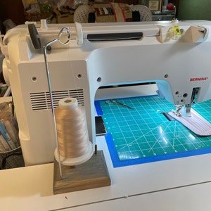 Thread Holder Large Spool Cone Dispenser Easy Change Wood Stand Sewing ...