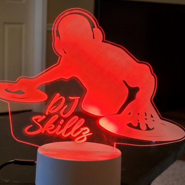 DJ Music Personalized LED Night Light - Custom Gift for Music Lovers ...