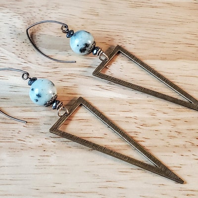 Large Textured Triangle Charms / Hand Antiqued Brass / Polished ...