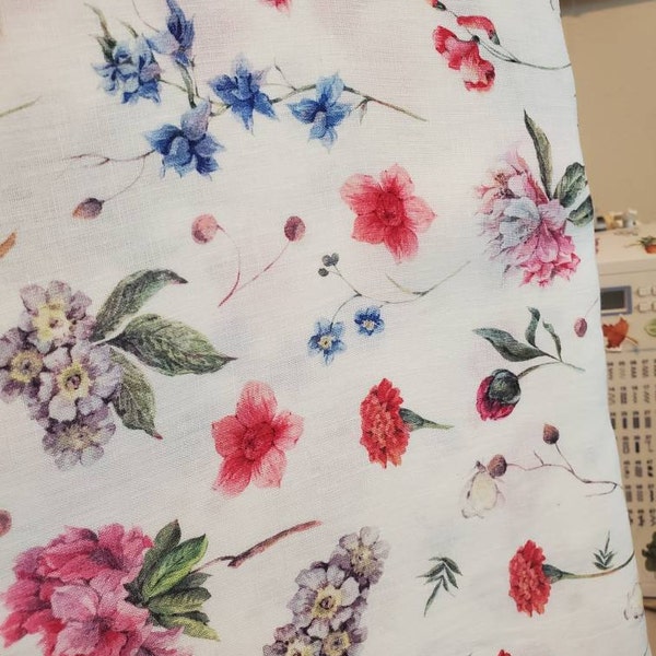 French Floral Linen Fabric - Maison De Fleurs Collection for Chic DIY ...