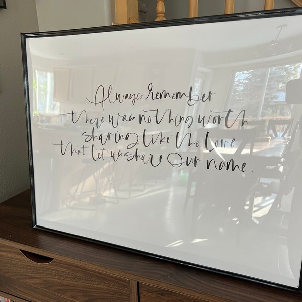 PHYSICAL CUSTOM PRINT | Brush Lettering Print, Hand Lettered Watercolor ...