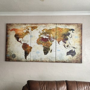 Blue Map Colorful World Map World Map Canvas Wall World Map - Etsy