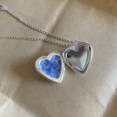 Forget Me Not Locket. Tiny Locket With Forget Me Not Real Flowers ...