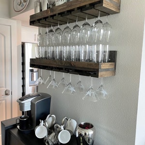 Wood Wine Rack the Ryan Wall Mounted Shelf & Hanging | Etsy