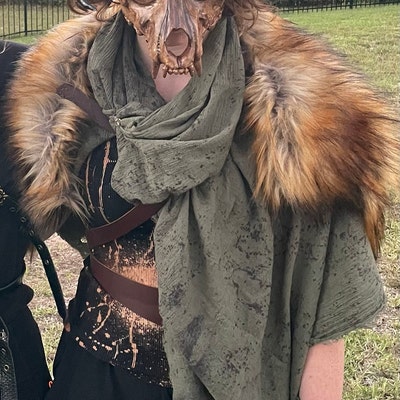 Post Apocalyptic Hood Brown Leather Cowl Handmade Hood LARP Accessory ...