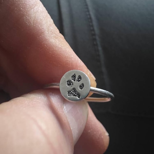 Custom Paw Print Ring • Your Actual Pet Print Ring • Personalized ...