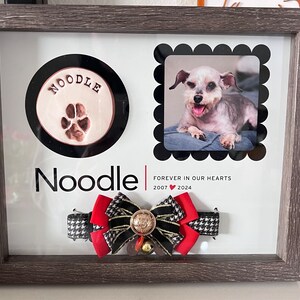 Pet Memorial Paw Print Holder Shadow Box, Two Paw Prints, Pet Loss ...