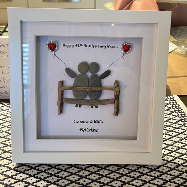 Ruby Wedding Anniversary Pebble Art, Ruby Wedding Gift Ideas ...