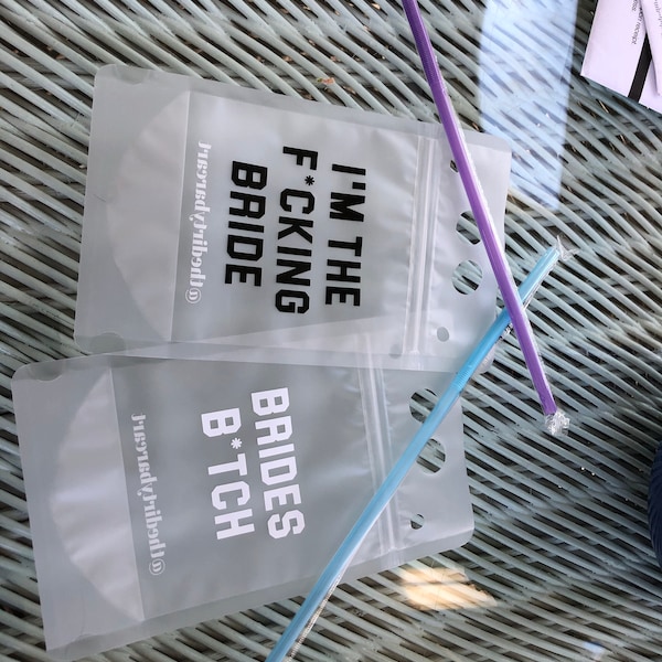 Custom Reusable Party Pouches With Straw | Drink Pouches | Bridal Party ...