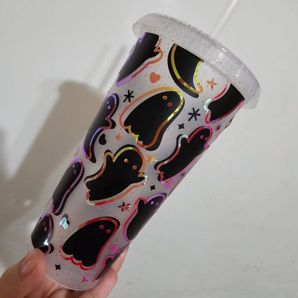 Cute Ghosts Cold Cup No Hole SVG PNG Dxf No Gap Halloween Full Wrap ...