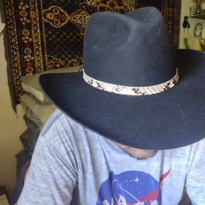 WESTERN HATBAND Black and White Python Snake Skin With Ties - Etsy