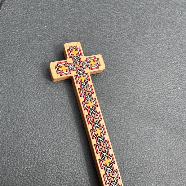 10in | Coptic Orthodox "iota COPTIC Art" Wooden Hand-made | Hand Painted Hand Cross (7) - Etsy