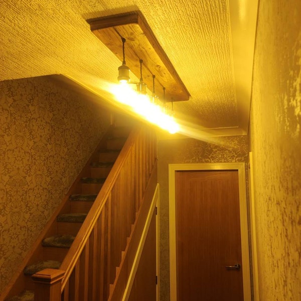 Rustic 3/5 Pendant Wooden Plank Light - Etsy UK