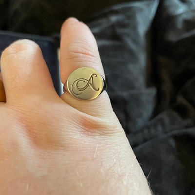 Cursive Initial Ring, Signet Ring, Initial Ring, Engraved Ring, Initial ...