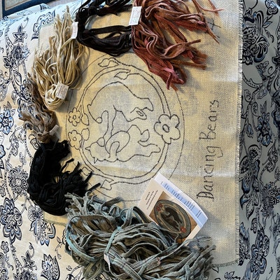 Rug Hooking Pattern for Dancing Rabbits Chair Pad, on Monks Cloth or ...