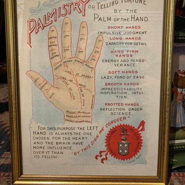 Palmistry Print Vintage Palmistry Fortune Telling Wall Art 4 Sizes ...