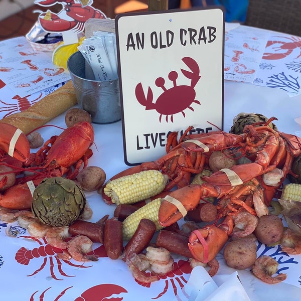 Crab Sign, Old Crab Lives Here Sign, Crab Decor, Crab Gift, Beach Crab ...