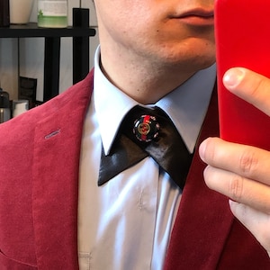 Vintage Black Satin Western Tie Mid Century Cowboy Style Colonel ...