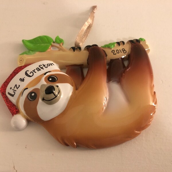 Sloth Personalized Ornament - Adorable Animal - Critter Christmas ...
