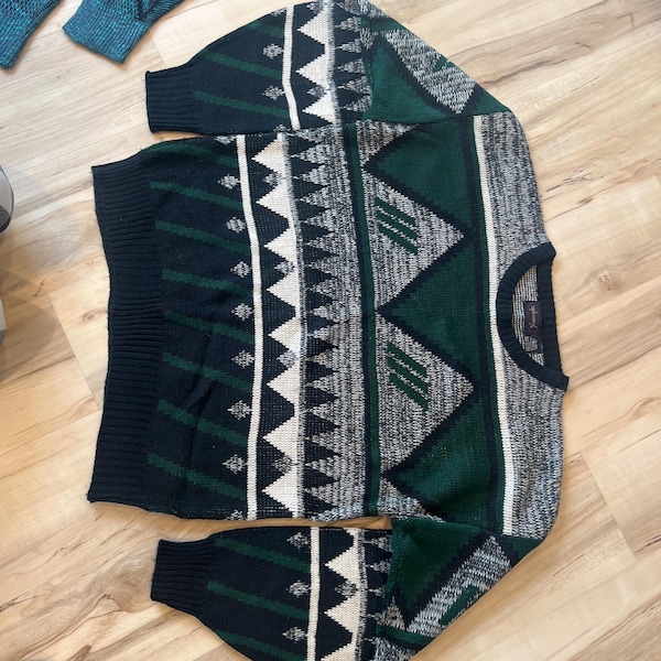 Dark Grunge 90's / Indie / Cabincore Patterned Oversized Cozy Pullover ...