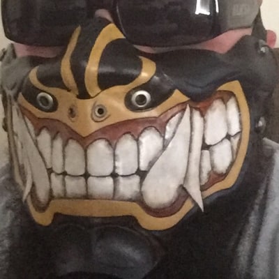 Leather Oni Kabuki Half Mask Biker Motorbike Motorcycle Leather Mask ...