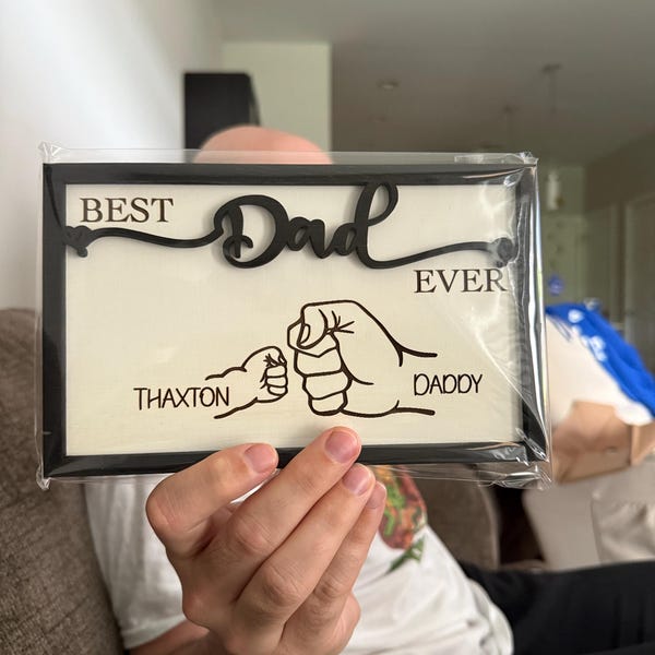 Personalized Father's Day Gift, Fist Bump, Dad and Kids Framed Sign ...