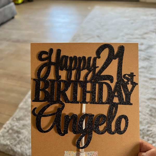 Glitter Happy 21st Birthday Personalized Cake Topper, Hello 21, Twenty ...