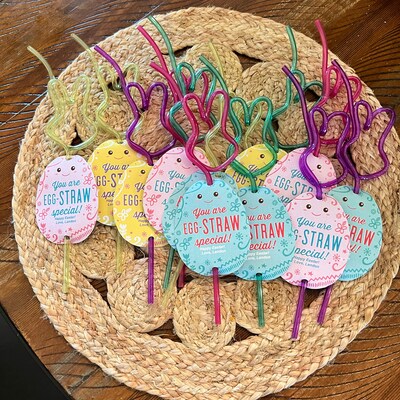 Crazy Straw Easter Gift Printable Tag, Easter Egg, Gift Tag, Party ...