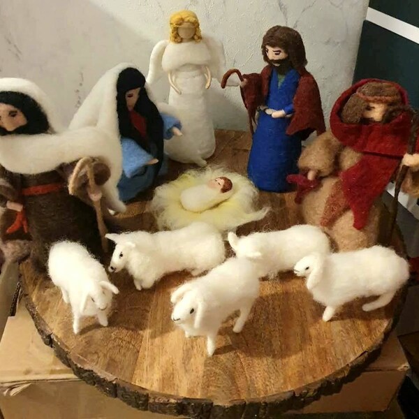Felted Nativity Set 11 Pieces. Needle Felt Nativity Scene. Waldorf Holy ...