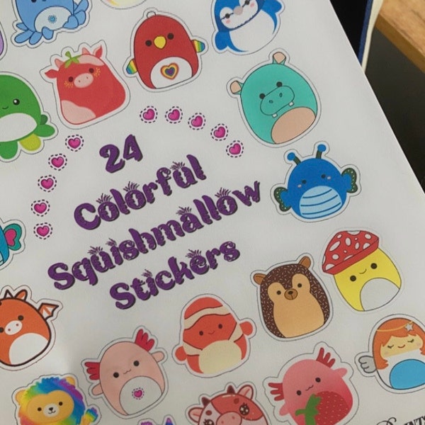 Adorable Squishmallow 3 Stickers Sheet in ONE Page PNG, JPF Plus Free ...