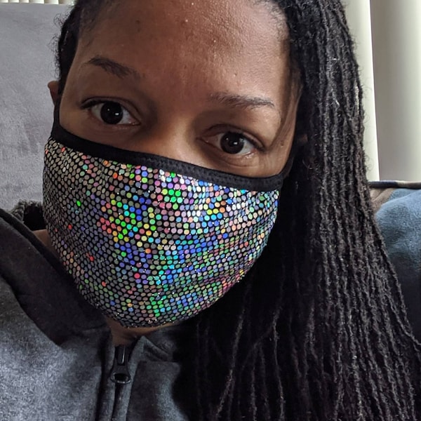 Holographic Sequin Dots Face Mask | Face Mask Facemask Adult Women ...