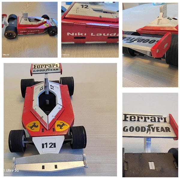 Digital Ferrari 312T Lasercut 3D Wooden Model Formula 1 Car 1:15 Scale ...
