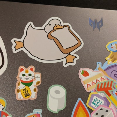 Duck Running Away With Bread Sticker Laptop Sticker Water Bottle ...