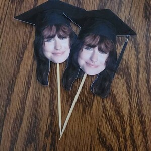12 Custom Graduation Face With Cap Party Straws - Etsy