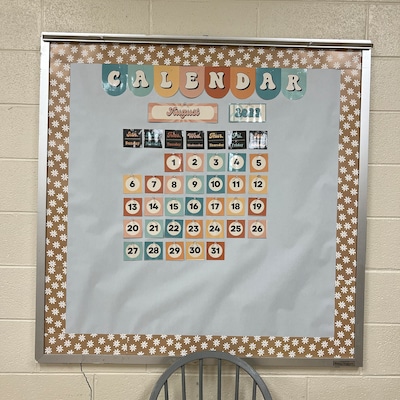 Classroom Calendar Display and Weather Station, Printable Groovy Retro ...